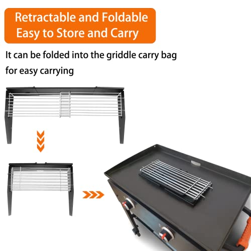 Petrirufun Universal Wind Guard and Griddle Warming Rack Set for Griddle From 16" to 28" without Hood, Wind Screen and Cooking Grid Griddle Parts for Blackstone 17β and Other Griddle With Front Grease