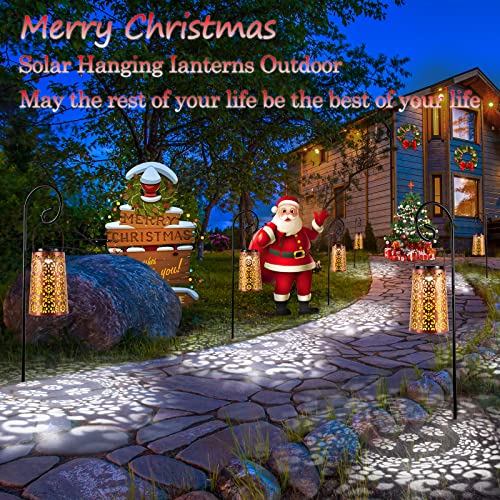 KINKAI 4 Pack Solar Powered Lanterns Outdoor Lights LED Waterproof Retro Garden Fairy Hanging Lantern for Outside Decor Patio Pathway Backyard 2 Modes Warm/Cool White