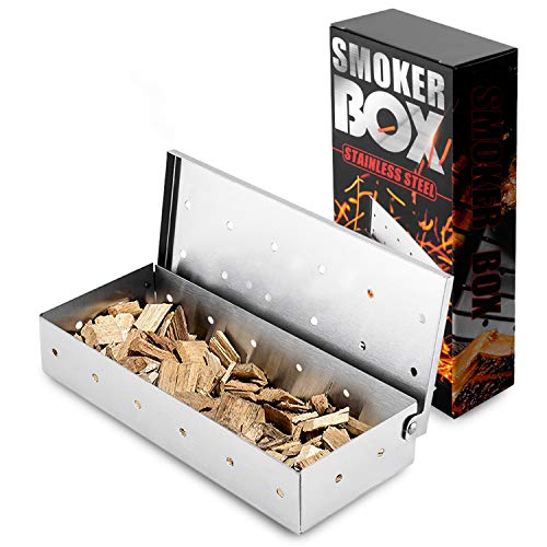 Koach Smoker Box for Wood Chips,Barbecue Accessories Smoker Box for Charcoal and Gas Barbecue,Add Color and Fragrance to Ingredients