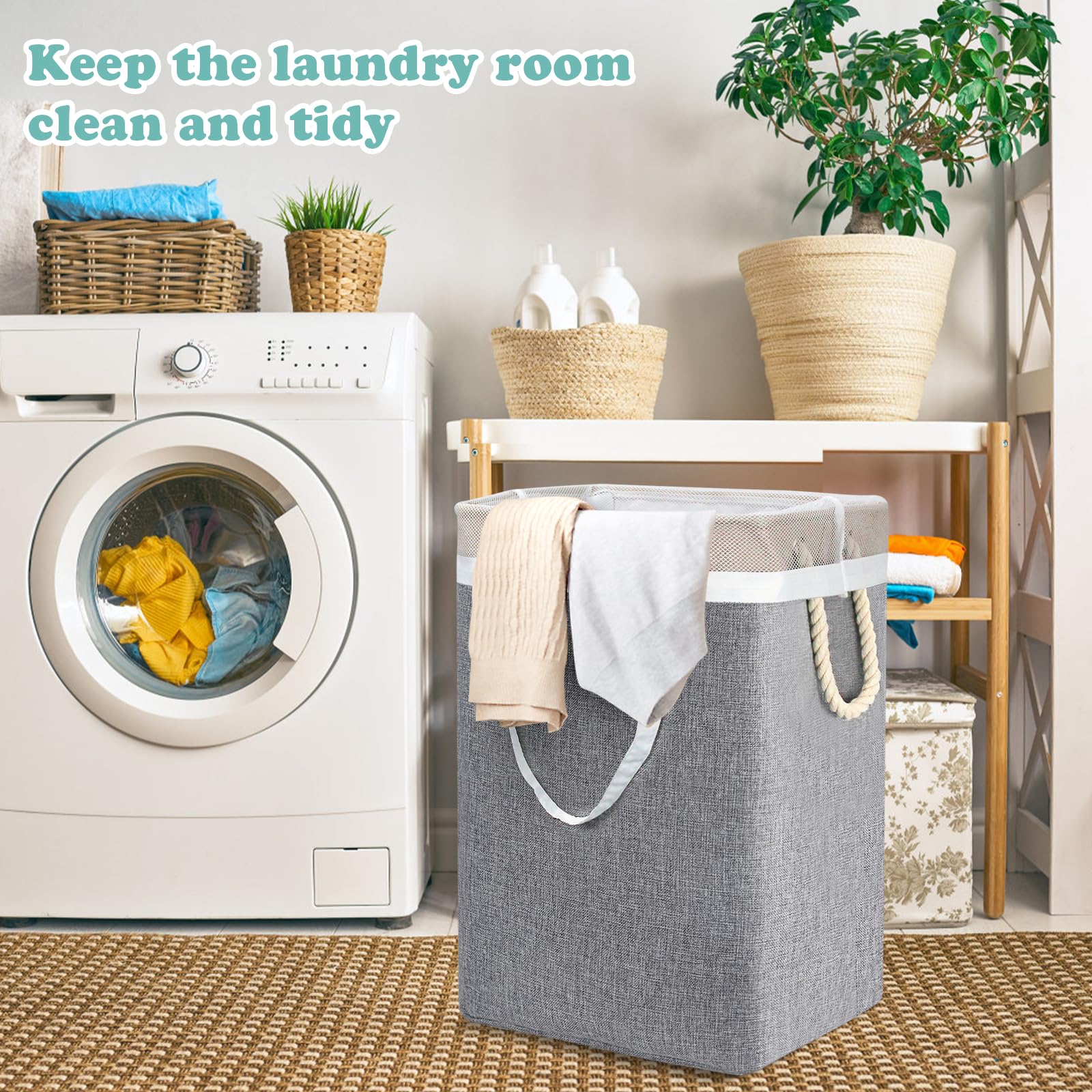 Laundry Hamper with Lid, 76L Foldable Dirty Cloth Basket Laundry Basket Cloth Storage Basket Fabric Storage Bucket Dirty Cloth Basket Storage Basket for Cloth Toy Blanket