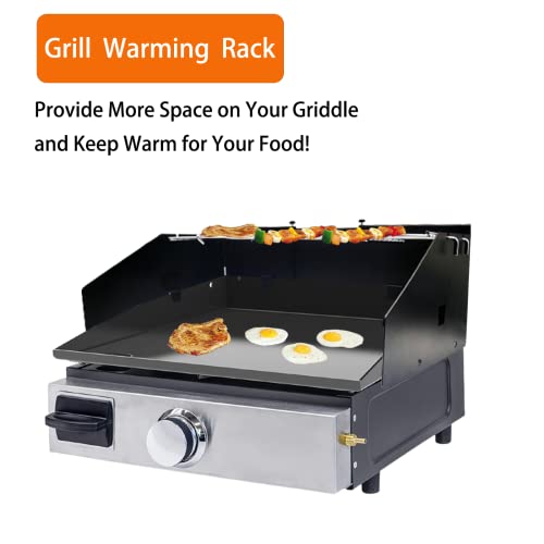 Petrirufun Universal Wind Guard and Griddle Warming Rack Set for Griddle From 16" to 28" without Hood, Wind Screen and Cooking Grid Griddle Parts for Blackstone 17β and Other Griddle With Front Grease
