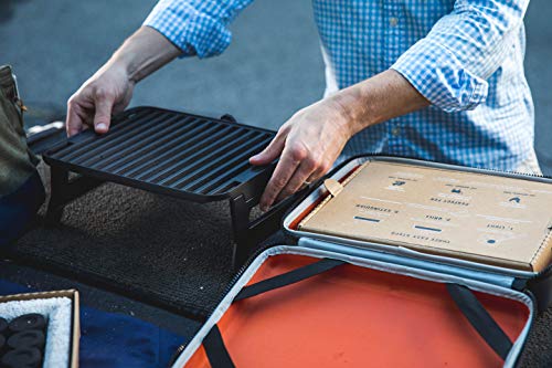 Fire & Flavor Hero Grill System - Ultra-Portable Grill for Camping, Tailgating, and BBQ on the Go - Tabletop Charcoal Grill Set Comes with Spatula, Thermometer, and Cutting Board