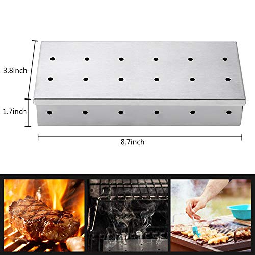 Koach Smoker Box for Wood Chips,Barbecue Accessories Smoker Box for Charcoal and Gas Barbecue,Add Color and Fragrance to Ingredients