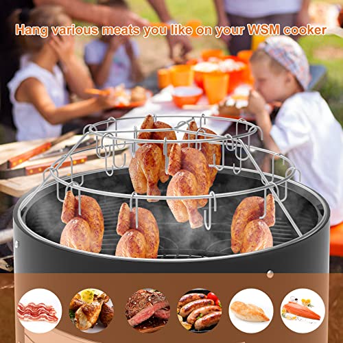 Onlyfire Chef Rib Hanging System, Stainless Steel 3-Tier Rib Hanger with Removable Cooking Hooks, Barbecue Cooking Accessories for Weber 22 inch Smokey Mountain Cooker
