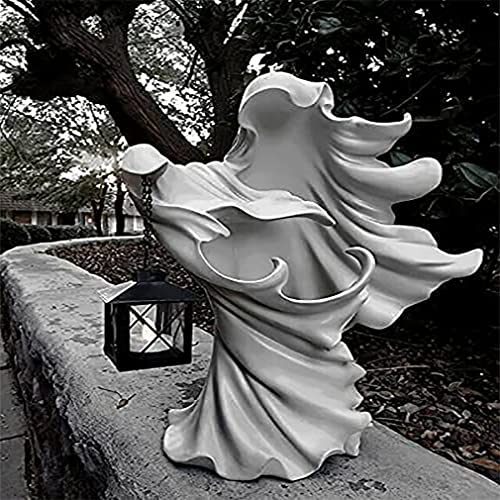 RAHAFA Halloween Ornament, Ghost Lantern, Witch Resin Lantern Decoration Hell Messenger with Lantern Halloween Horrible Corpse-White