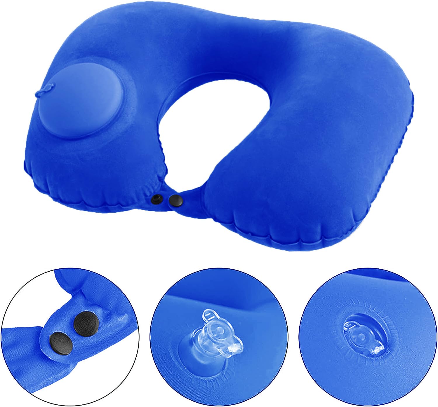 Dufominc Inflatable Travel Neck Pillow for Camping and Traveling Portable U-Shaped Pillow Suitable for Sleep Rest Car Office and Outdoor - Navy Blue