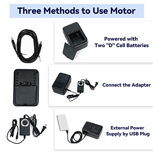 Skyflame Shish Kabob Skewers Set with Adjustable Speed Electric Motor, Stainless Steel Adjustable Length Automatic Rotating Rotisserie BBQ Grill Rack Kit with 10pcs Skewers for Most Grills