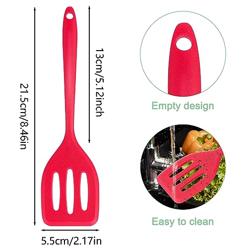 WLLHYF 2 Pack Small Silicone Turners Non Stick Slotted Kitchen Spatulas High Heat Resistant Cooking Utensils Ideal Cookware for Fish, Eggs, Pancakes