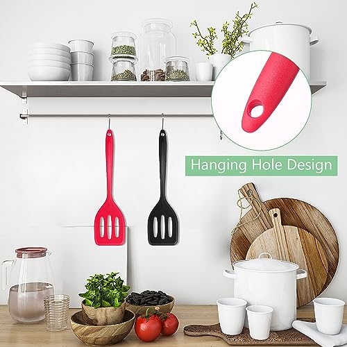 WLLHYF 2 Pack Small Silicone Turners Non Stick Slotted Kitchen Spatulas High Heat Resistant Cooking Utensils Ideal Cookware for Fish, Eggs, Pancakes