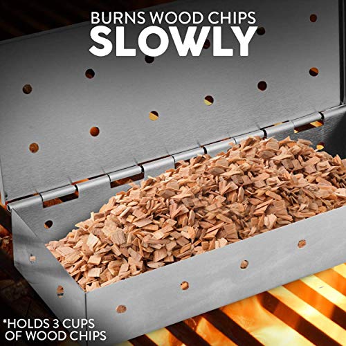 GOLDEAL Stainless Steel Smoker Box for Gas Grill, Electric, Charcoal Grills or Smokers.