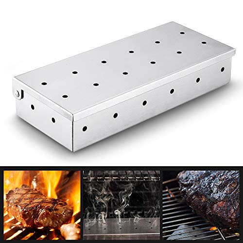 GOLDEAL Stainless Steel Smoker Box for Gas Grill, Electric, Charcoal Grills or Smokers.