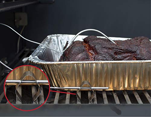 BBQ Butler Meat Thermometer Probe Holder - Temp Probe Clip - Barbecue Clip -Single Hole A-Style Design - Ambient Thermometer Temperature Readings for Smokers/Grills/Ovens - 2 Clips