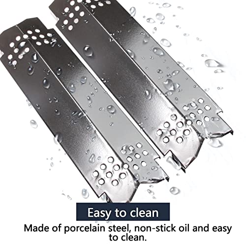 Hongso 14 9/16" Porcelain Steel Heat Plates Replacement Parts for Nexgrill 720-0830H, 720-0864, 720-0864M Gas Grill and Other Grill Models,Heat Shield Tent, Burner Cover, Flame Tamer, PPC005 (4-Pack)
