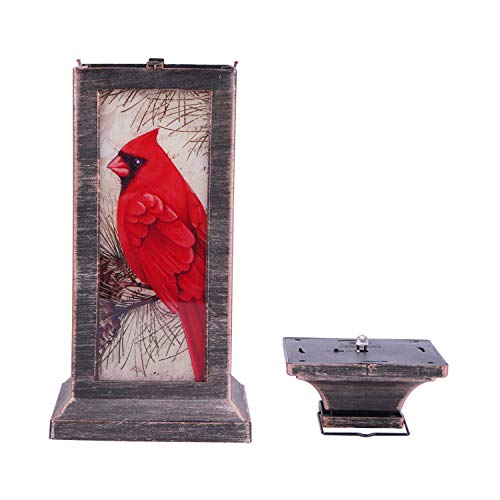 Topadorn Hanging Solar Lantern Waterproof Portable Lamp Outdoor Garden Decorative LED Light, Red Bird,10"H