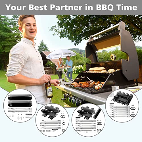Barbqtime 2 Burner Grill Replacement Parts for Nexgrill Grill 720-0864,720-0864m, 720-0864r,10 PCS Grill Flame Tamers & Igniters & Burners Replacement for Nexgrill