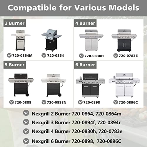 Barbqtime 2 Burner Grill Replacement Parts for Nexgrill Grill 720-0864,720-0864m, 720-0864r,10 PCS Grill Flame Tamers & Igniters & Burners Replacement for Nexgrill