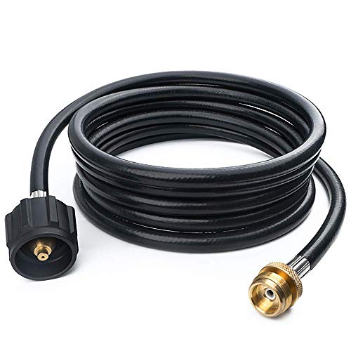 Hiland GA09 Propane Tank Adapter Hose 10 Ft, w/Adapters, Black, One Size Fits All, Black