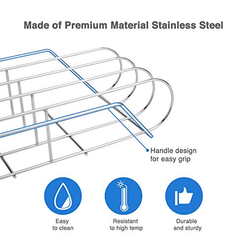 Extra Long Stainless Steel Rib Rack for Smoking and Grilling, Holds up to 3 Full Racks of Ribs, Fits 18β or Larger Gas Smoker or Charcoal Grill, Perfect Smoker Accessories Gifts for Men