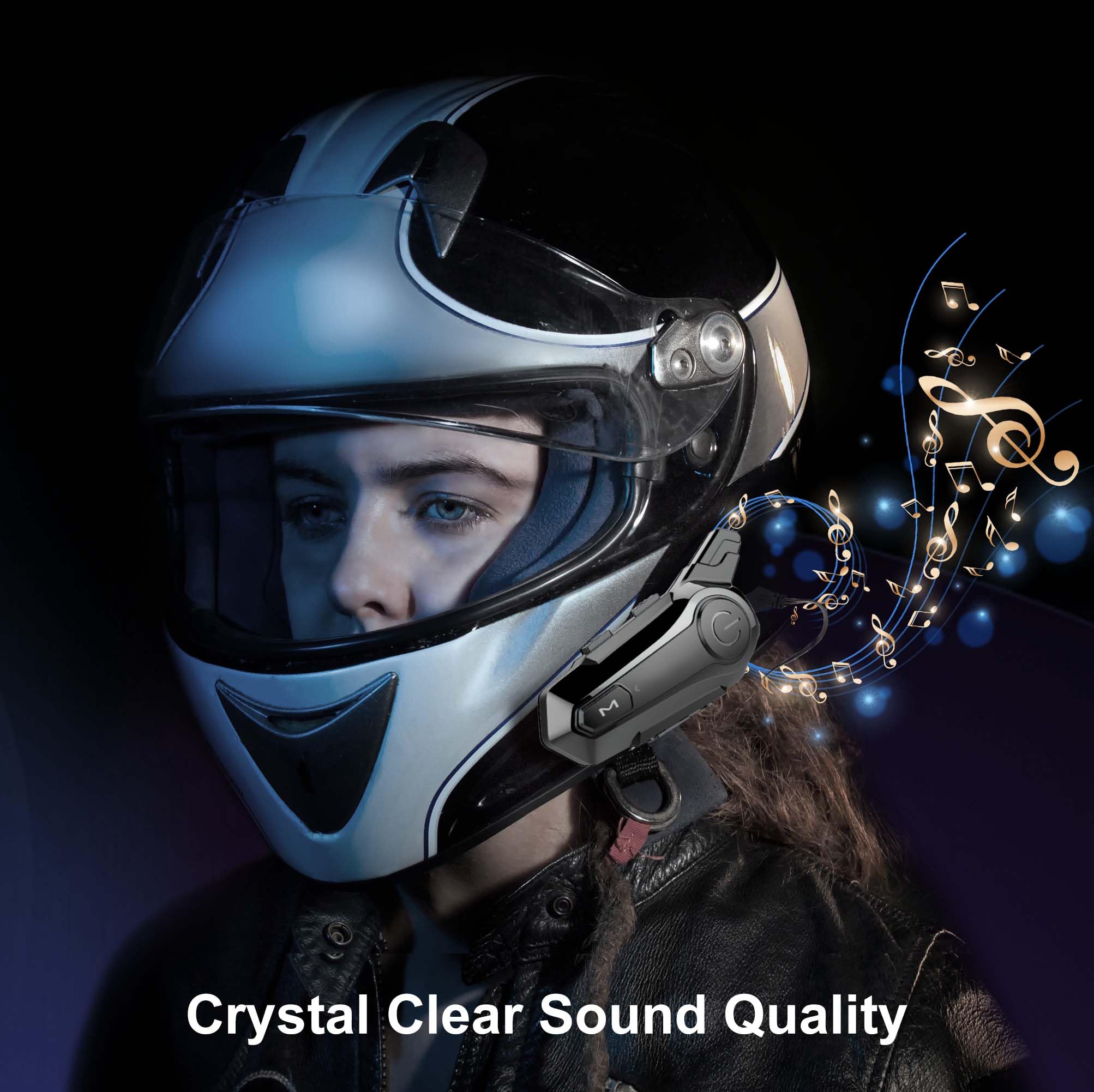 cepkquis Motorcycle Bluetooth Headset Wireless Helmet 400M Intercom Headphone with CVC Noise Cancellation Stereo Music IPX6 Waterproof for Half/Open Face Helmet 2 Pack