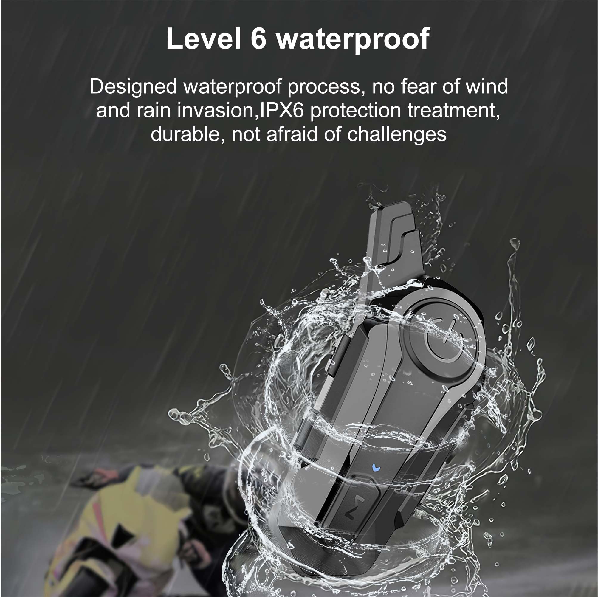 cepkquis Motorcycle Bluetooth Headset Wireless Helmet 400M Intercom Headphone with CVC Noise Cancellation Stereo Music IPX6 Waterproof for Half/Open Face Helmet 2 Pack