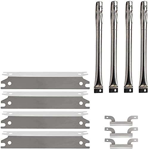 Set of Four Stainless Steel Heat Plates, Four Stainless Steel Burners and Three Crossover Channels for Brinkmann 810-2410-S, 810-2411-F, 810-2411-S, 810-3885-F, 810-3885-S, 810-4238-0, 810-9490-0