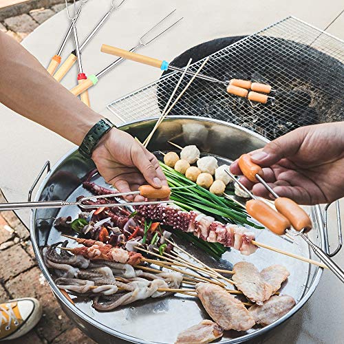 8 Marshmallow Roasting Sticks, 32 Inch Telescoping Hot Dog Forks&Smores Stainless Steel Skewers Extendable for Campfire, Camping Stove Bonfire BBQ Tools with Portable Bag