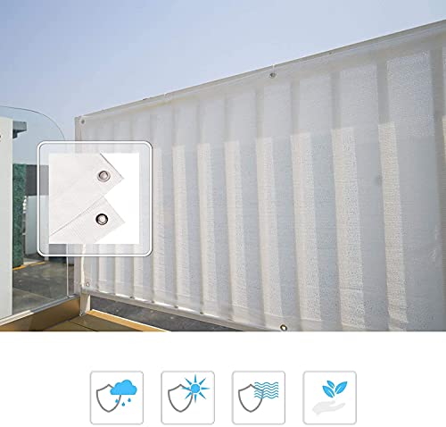 WUZMING Balcony Privacy Protection Windshield Sun Protection UV Protection Reinforced Buttonholes, HDPE Weather Resistant, with Rope and Cable Tie (Color : White, Size : 65x400cm)