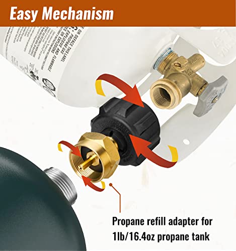 CALPOSE Propane Refill Adapter, Fill 1 Pound Bottles from 20lb Tank, Fits QCC1 / Type1 Propane Tank and 1 lb Throwaway Disposable Cylinder Propane Bottle Connector