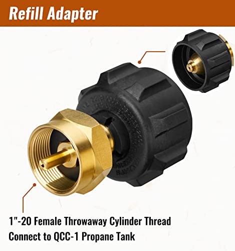 CALPOSE Propane Refill Adapter, Fill 1 Pound Bottles from 20lb Tank, Fits QCC1 / Type1 Propane Tank and 1 lb Throwaway Disposable Cylinder Propane Bottle Connector