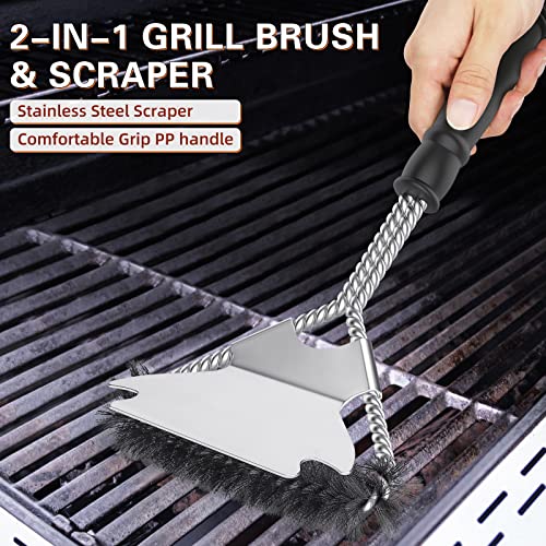 Heavy Duty Stainless Steel Basic BBQ Grill Accessories Barbecue Tool Utensils Set with Cleaning Scraper Brush Spatula Long Tongs Fork Storage Apron, Grilling Gift for Men Outdoor Barbecue Kit (30PCS)