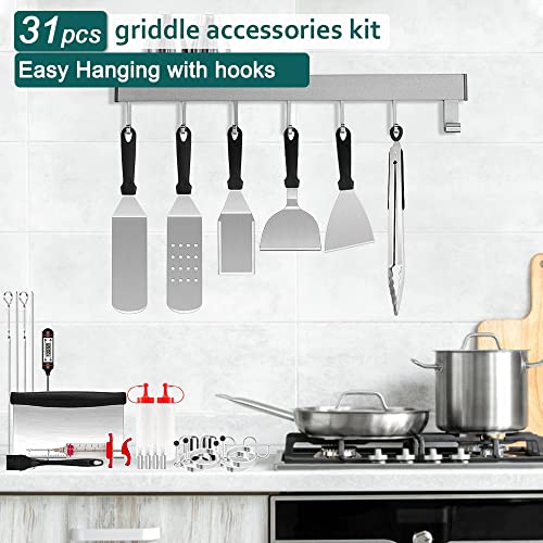 Griddle Accessories, Lidlife 31pcs Flat Top Grill Accessories for Blackstone and Camp Chef, Griddle Grill Tools Set for Professional BBQ, Grill Set with Spatula,Tongs,Bottle, Egg Ring and Carry Bag
