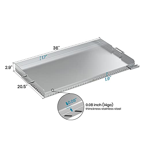 Stanbroil Stainless Steel Flat Top Gas Grill Griddle for Blackstone 4 Burner Propane Fueled Grill Front Grease Management System - 36 Inches