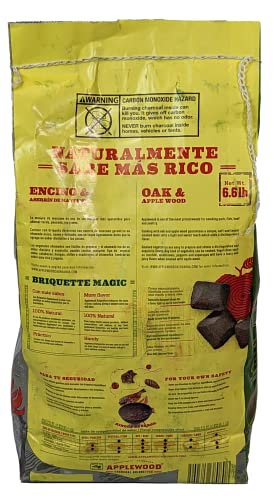 Billy Buckskin Co. Oak & Apple Charcoal Briquettes | Burns Hotter, Longer & Cleaner | 100% Natural Oak & Apple Wood | Prized Flavor Briquettes | Lights Easily | 6.5-Pound Bag