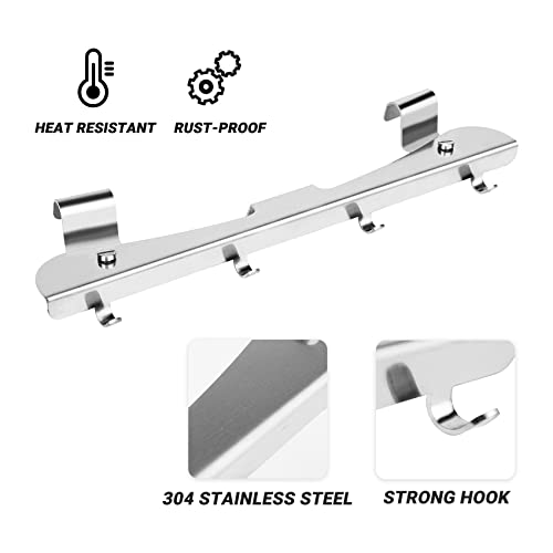 Skyflame Kettle Grill BBQ Tool Rack - Polished Stainless Steel Cutlery Tool Holder Compatible with 18.5" & 22.5" & 26.5" Weber Charcoal Grills - 4 Hooks Storage for Grilling & Cooking Utensils