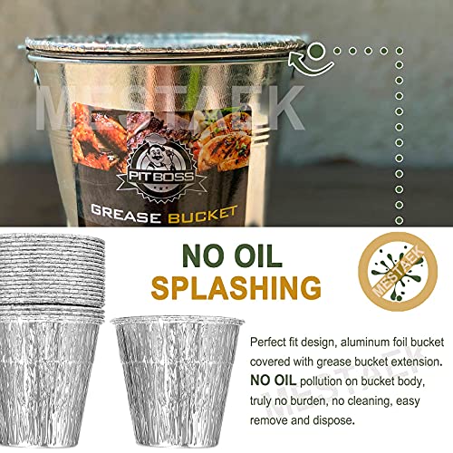 MESTAEK Grill Drip Bucket with 20-Pack Disposable Foil Liner,Compatible with Pit Boss Grills,Oklahoma Joe's,Rec Tec &Traeger,6.3"x6.0"