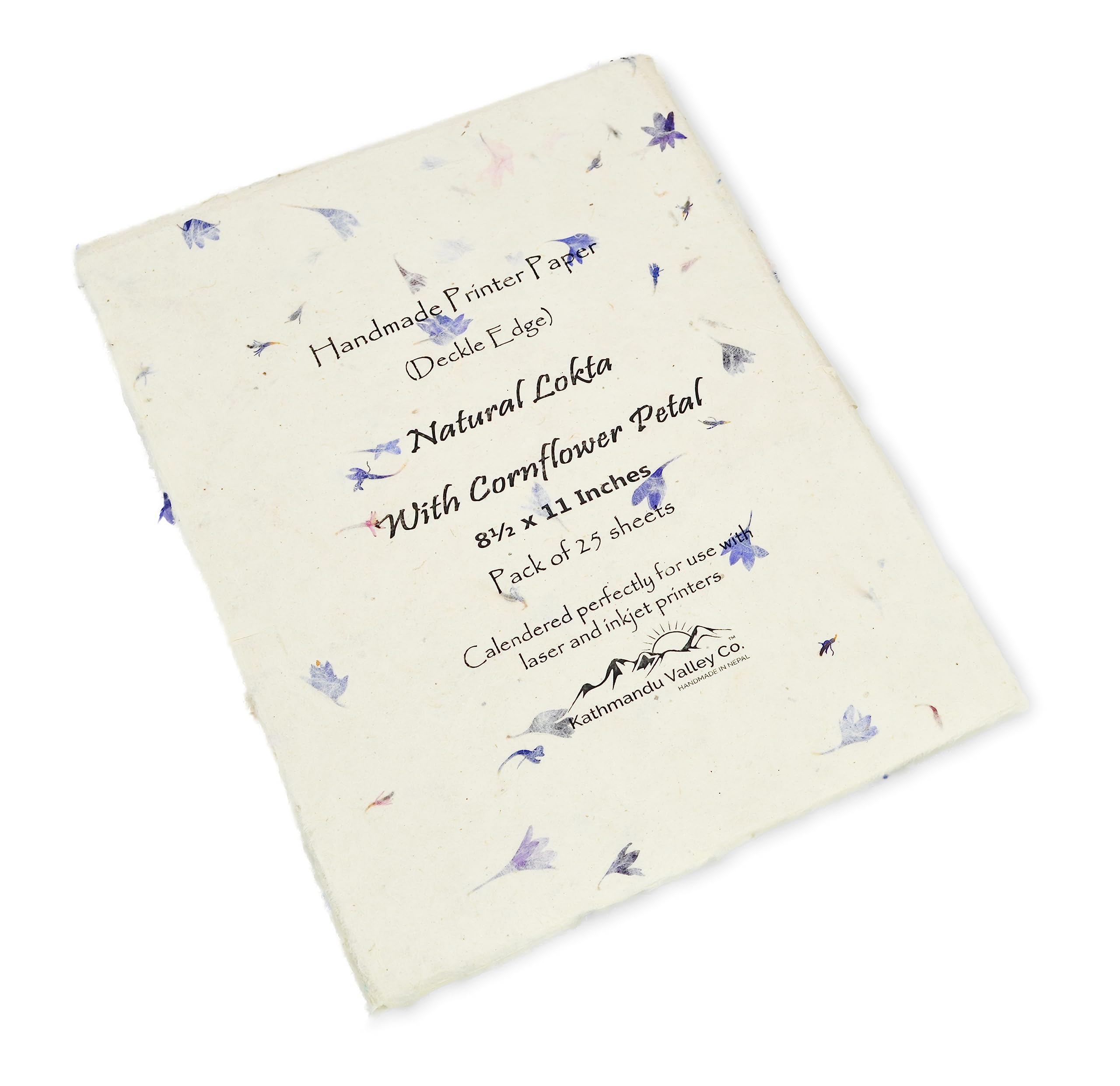 Handmade Lokta Laser and Inkjet Printer Paper with Deckle Edge 8.5x11 Inch Vintage Decorative Specialty Printing Paper (25 Sheets, Cornflower)