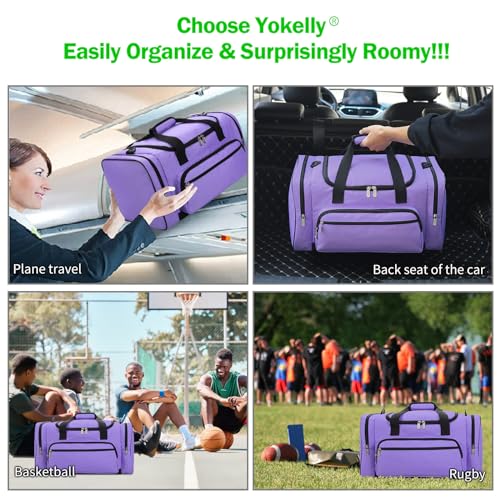 YoKelly Sports Duffel Bag 20 inch for Travel Gym - Purple