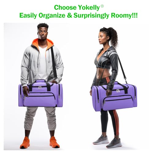 YoKelly Sports Duffel Bag 20 inch for Travel Gym - Purple