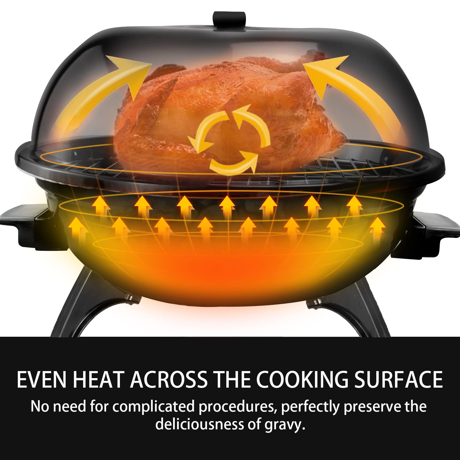 Techwood 1600W Indoor Outdoor Electric Grill, Electric BBQ Grill, Portable Removable Tabletop Grill, Black