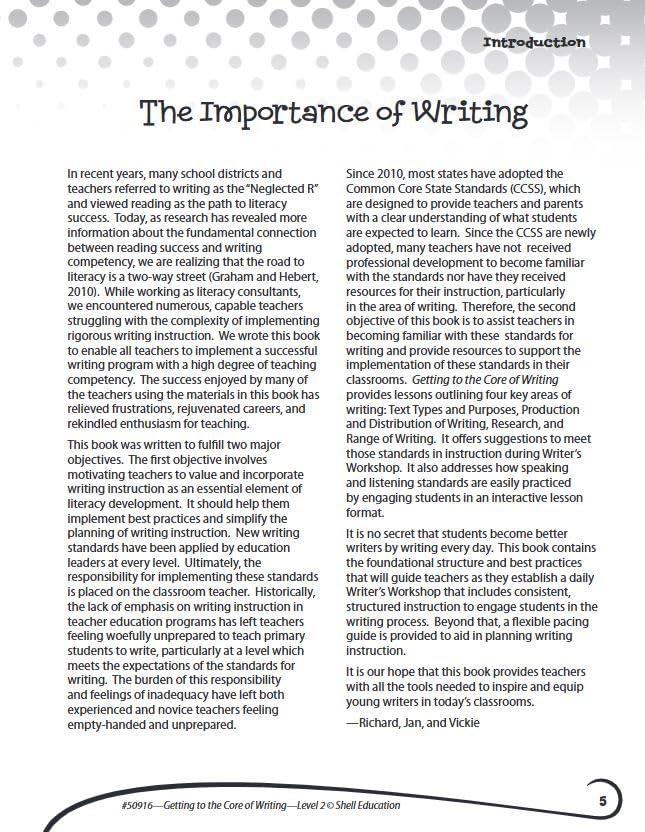 Getting to the Core of Writing: Essential Lessons for Every Second Grade Student