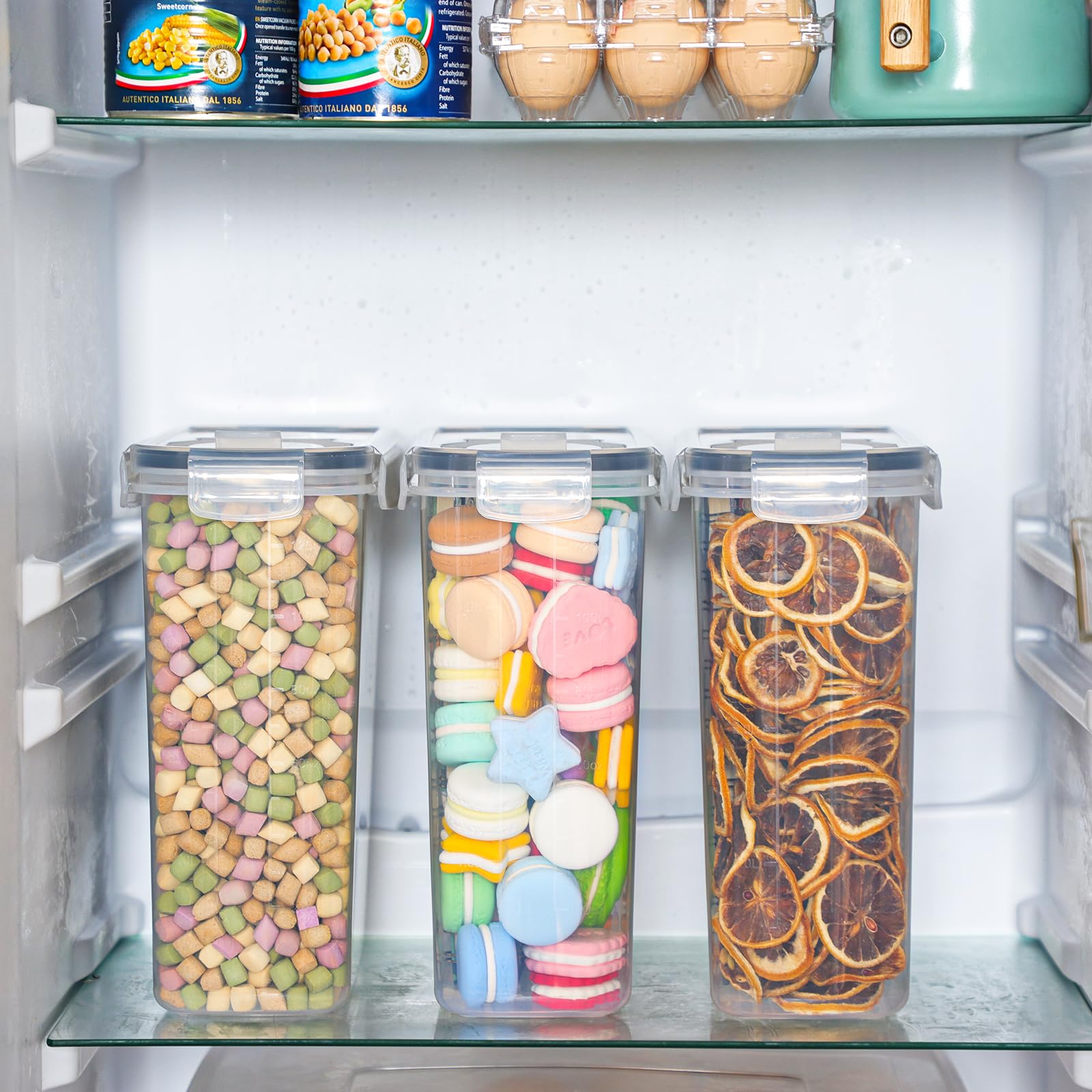 4pcs 4L Cereal Containers Storage Airtight Large Food Storage Containers for Kitchen Organization, 135oz Plastic Cereal Pantry Containers with Measuring Spoons, for Flour, Sugar, Rice