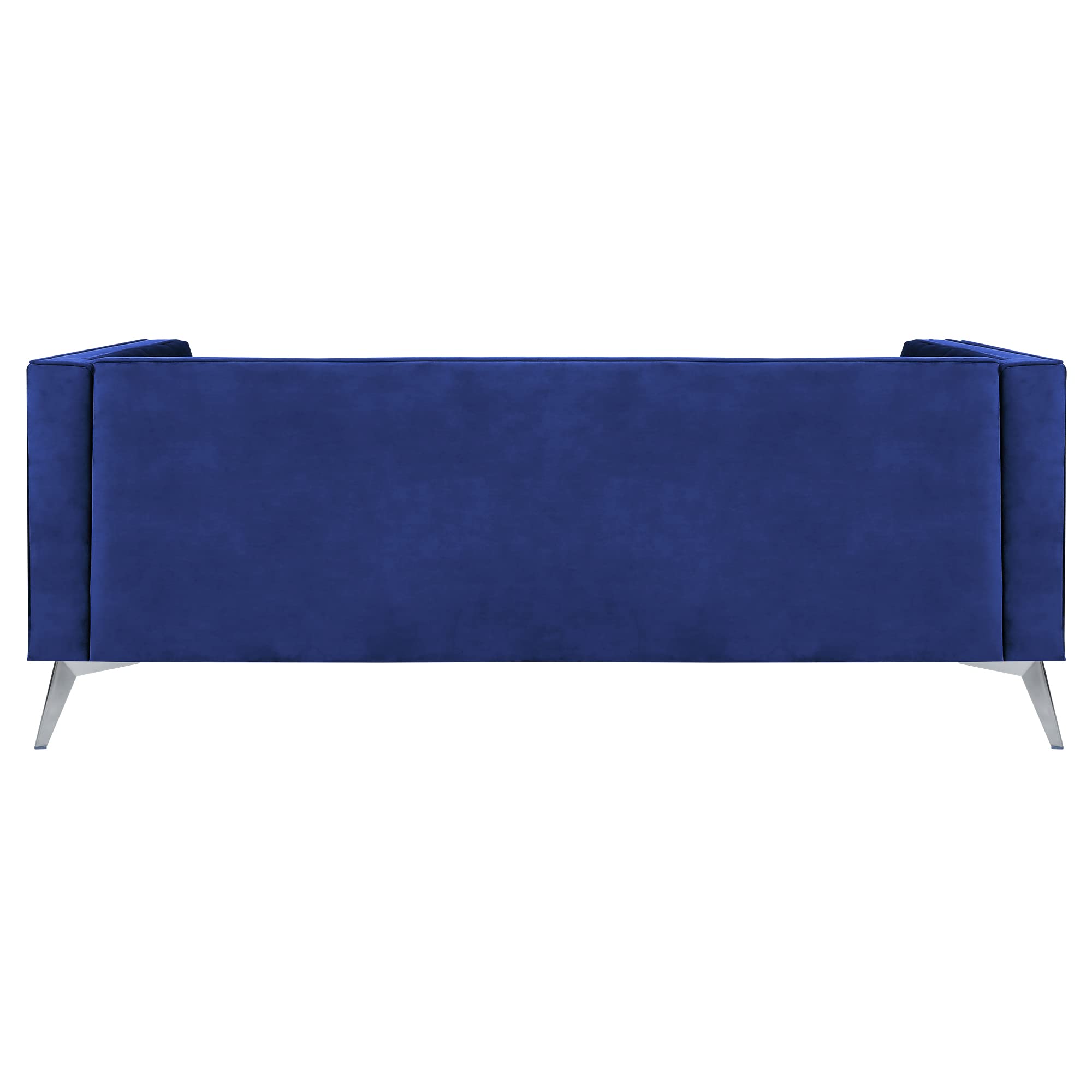 wirrytor Mid-Century Velvet Chesterfield Sofa Couch, Modern LoveSeats Sofa Furniture, Upholstered Button Tufted Couch with 2 Bolster Pillows for Living Room Apartment (Blue)