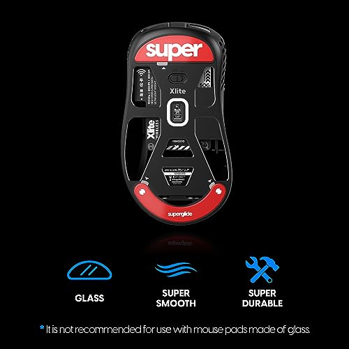 Superglide2 - New Controllable Speed Textured Surface Smoothest Mouse Feet/Skates Made with Ultra Strong Glass Smooth and Durable Sole for Pulsar Xlite V2 & V3 & V3 ES Wireless Gaming Mouse [Red]