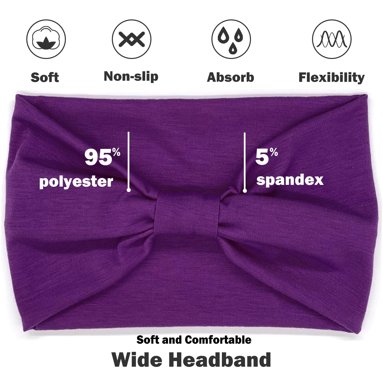 IVARYSS Wide Headbands for Women, Cute Bright Knotted Head Wraps Turbans, Large African Style Head Bands Hair Accessories, 6 Pack