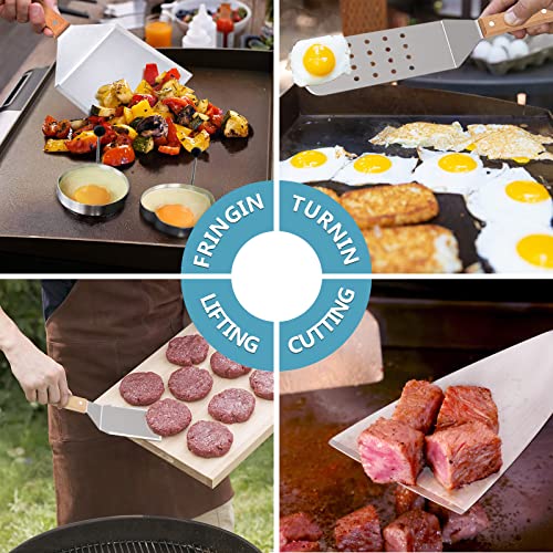 HaSteeL Griddle Accessories Set of 20, Stainless Steel Griddle Spatula Tools Kit with Carrying Bag, Complete Heavy Duty Metal Spatulas for Teppanyaki BBQ/Flat Top/Cast Iron Cooking Grilling Camping