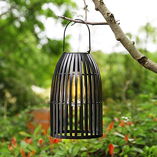 Solar Lantern Outdoor Waterproof Hanging Metal Birdcage Shaped Solar Powered Lantern Decorative Solar Light for Garden / Yard / Patio / Porch