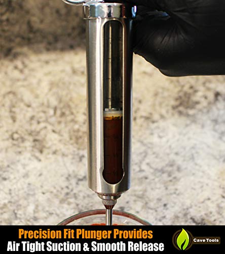 Cave Tools 2.3-oz Stainless Steel Meat Tenderizer Injection Syringe Kit with 3 Precision Marinade Injectors - BBQ Grill and Smoker Accessories