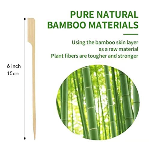 Bamboo Skewers 6 Inch,200 PCS Cocktail Skewers, Wooden Skewers for Appetizers,BBQ,Fruit Kabobs,Sandwich,Drink.