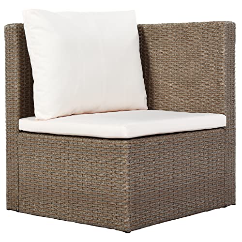 Merax Outdoor Patio Furniture Sets, PE Wicker Rattan Garden Conversation Sofa Couch with 2 Tea Tables, 6-Piece, Brown