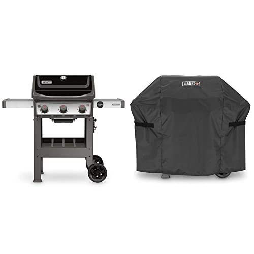 Weber Spirit II E-310 3-Burner Liquid Propane Grill, Black & Spirit II 300 Series Grill Cover